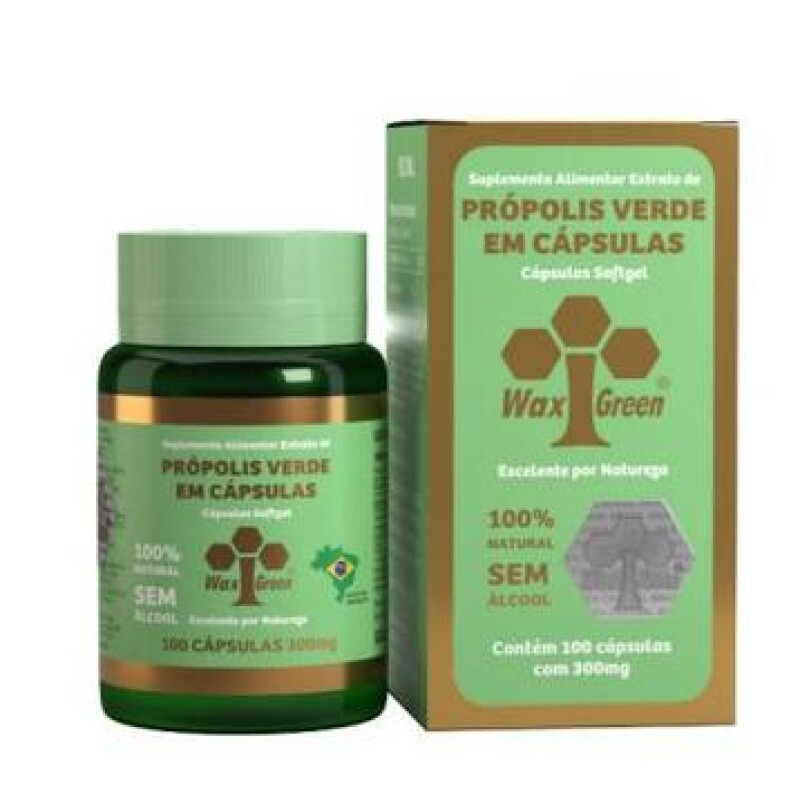 Cápsulas de Extrato de Própolis Verde 80% 100 de 300mg Wax Green no ...